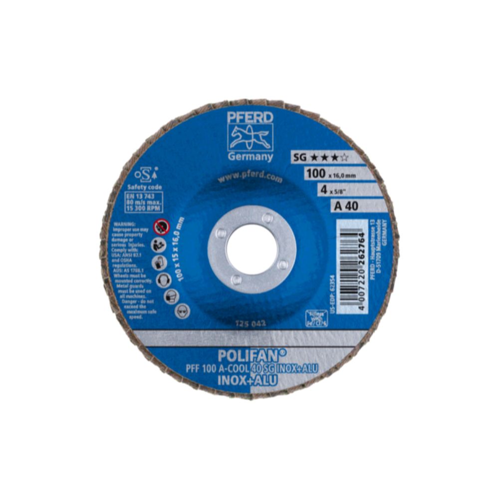 PFRED POLIFAN Flap Discs Performance Line A-COOL SG INOX + ALU Flat ...